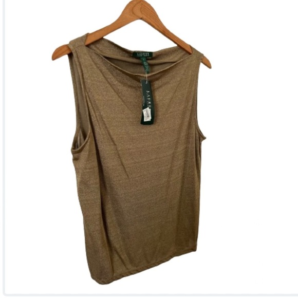 Ralph Lauren | Tops | Nwt Ralph Lauren Metallic Shimmery Gold Tank Top ...